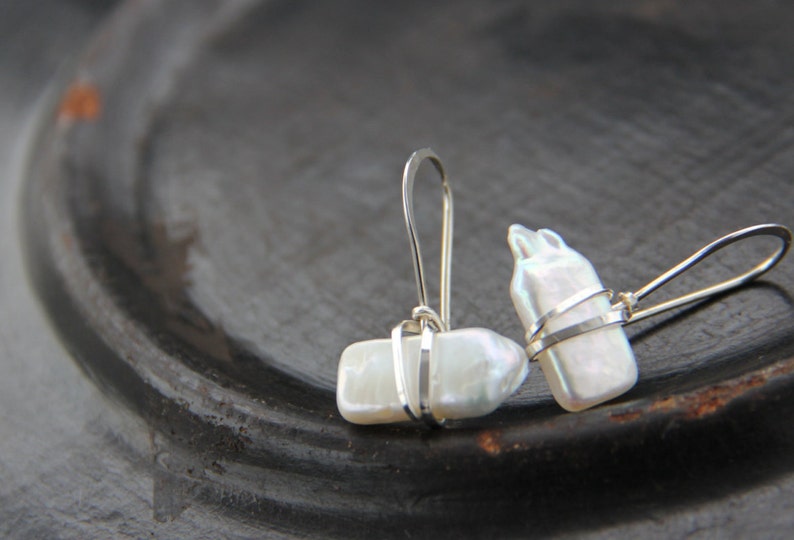 Sterling Silver and Organic Rectangle Pear Wire Wrapped - Etsy