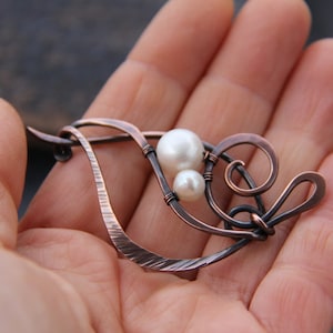 Shawl Pin, Scarf Pin, Sweater Pin, Brooch Flower Pod, Antique Copper ...