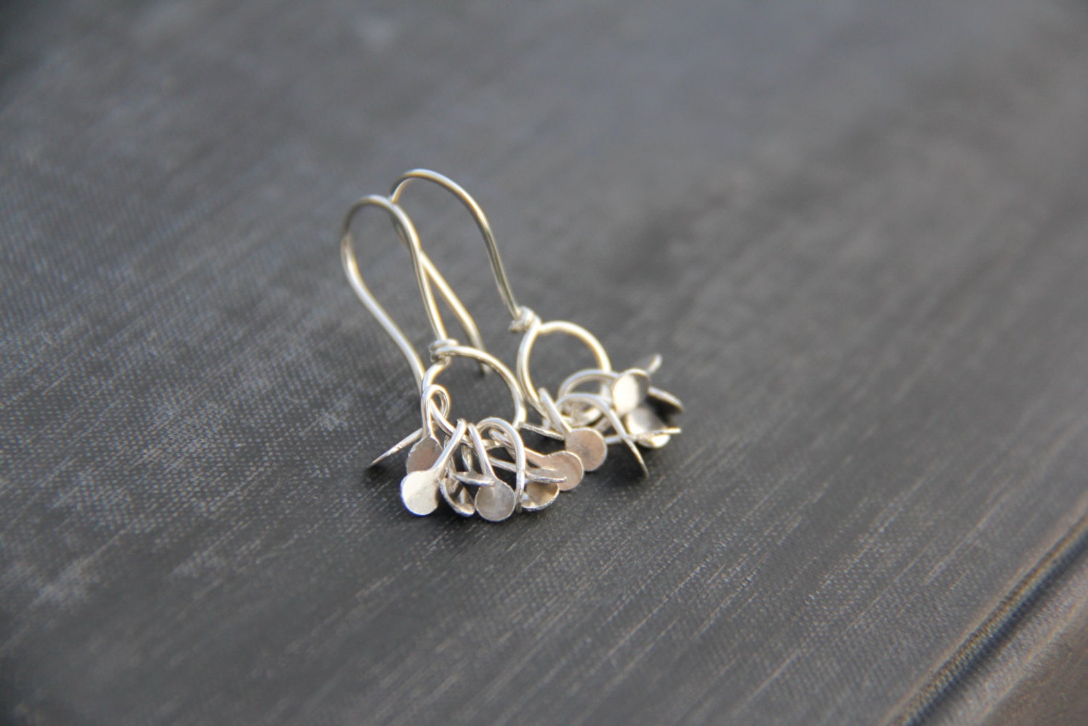 Small Sterling Silver or Copper Dangle Earrings "dancing Rain", Dots ...