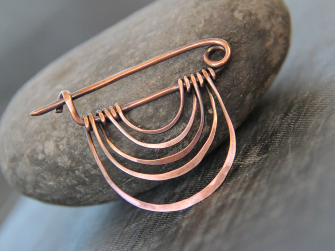 Shawl Pin, Scarf Pin, Sweater Pin, Copper Brooch , Antique Copper Shawl ...