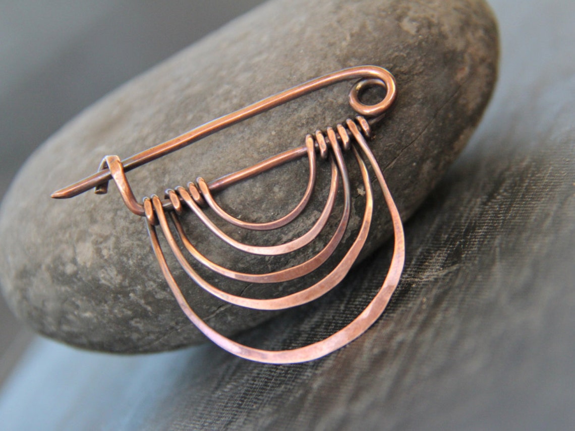 Shawl Pin, Scarf Pin, Sweater Pin, Copper Brooch , Antique Copper Shawl ...