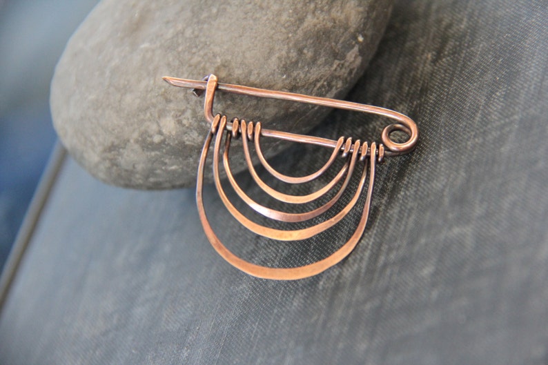 Shawl Pin, Scarf Pin, Sweater Pin, Copper Brooch , Antique Copper Shawl ...