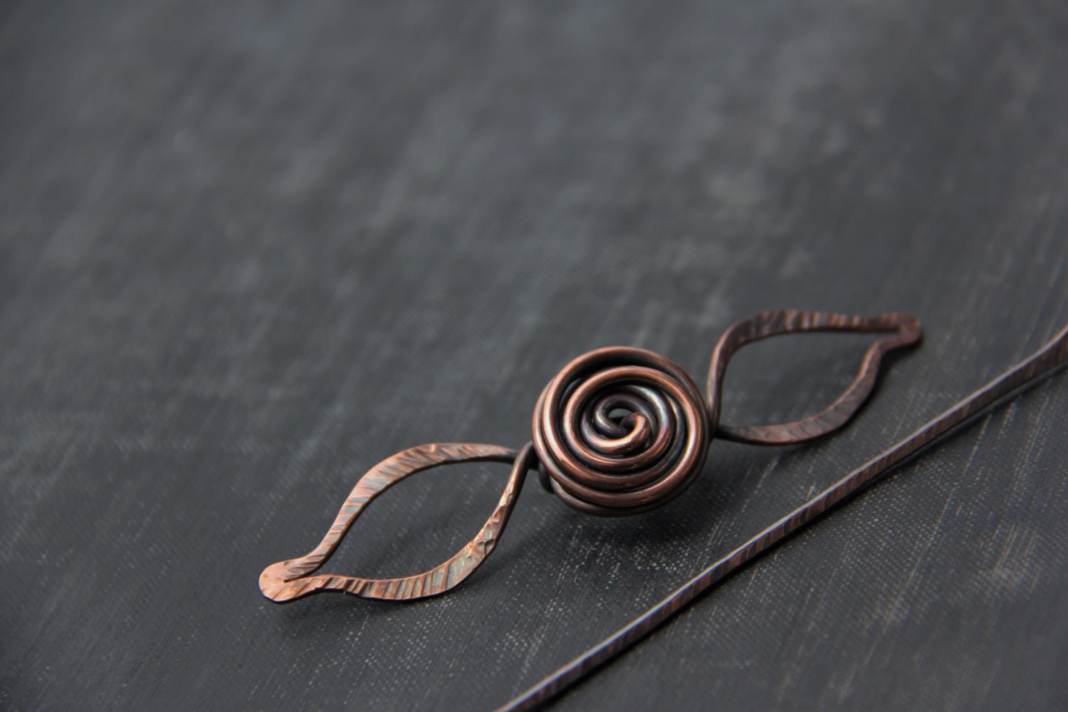 Shawl Pin, Scarf Pin, Copper Rose and Leafs Shawl In, Spiral, Flower ...