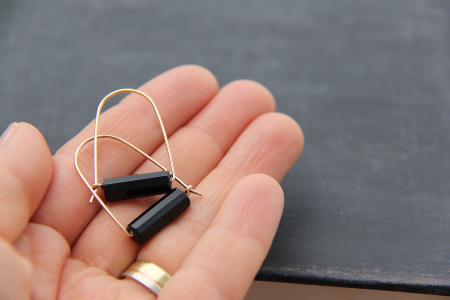 Minimalist U-shape Gold Filled or Sterling Silver and Black - Etsy