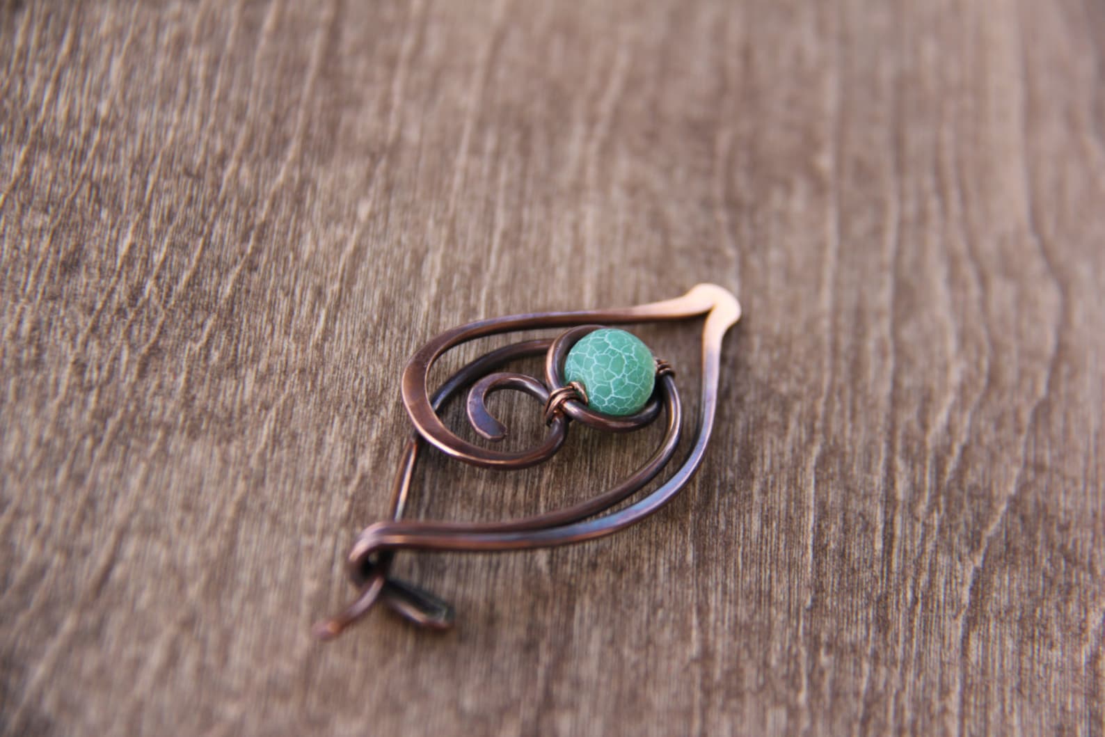 Shawl Pin Scarf Pin Brooch Copper and Matte Etched Agate - Etsy