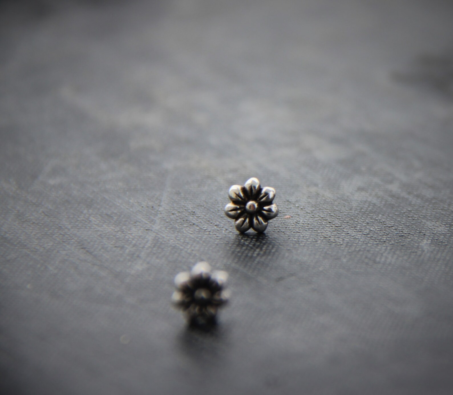 Teeny Tiny Sterling Silver Flower Stud Earrings Oxidized | Etsy
