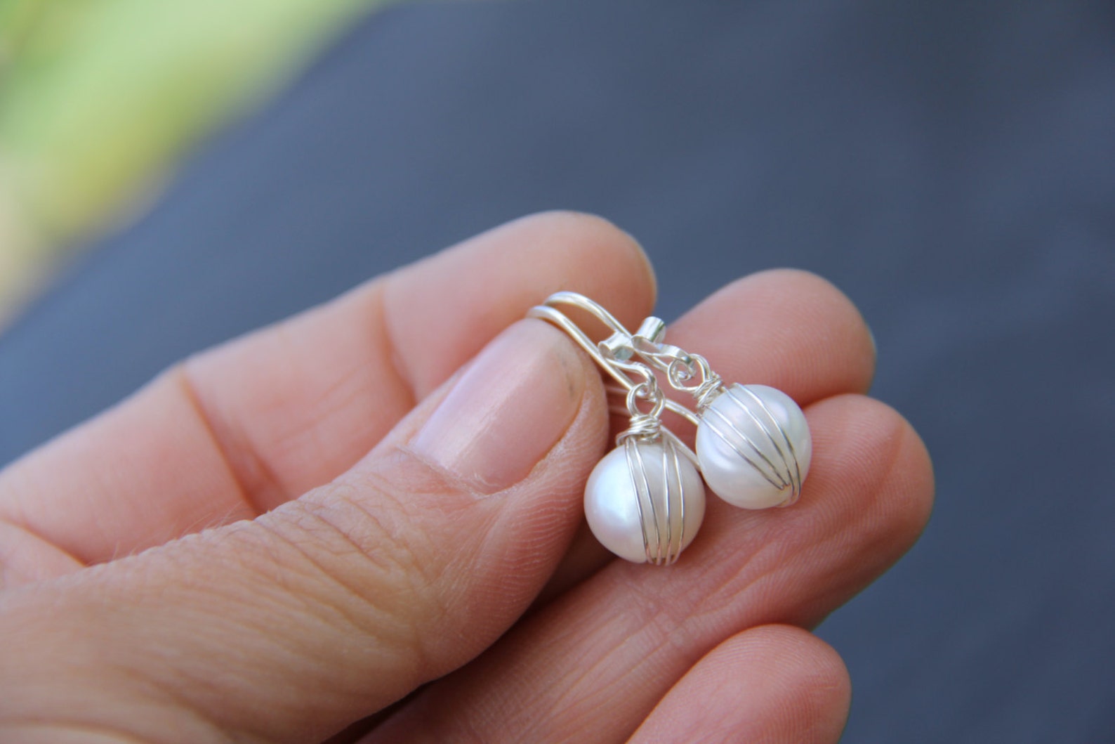 Small Sterling Silver Wire Wrap Dangle Earrings, Silver Petite Round ...