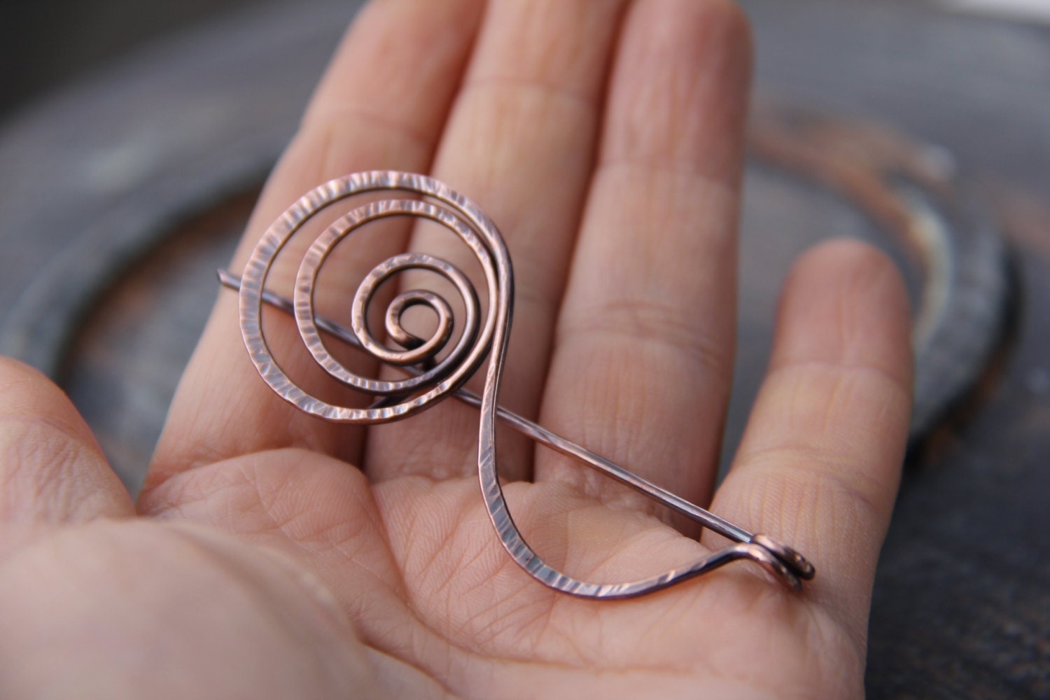 Shawl Pin Scarf Pin Brooch Textured Copper Spiral Shawl Pin - Etsy