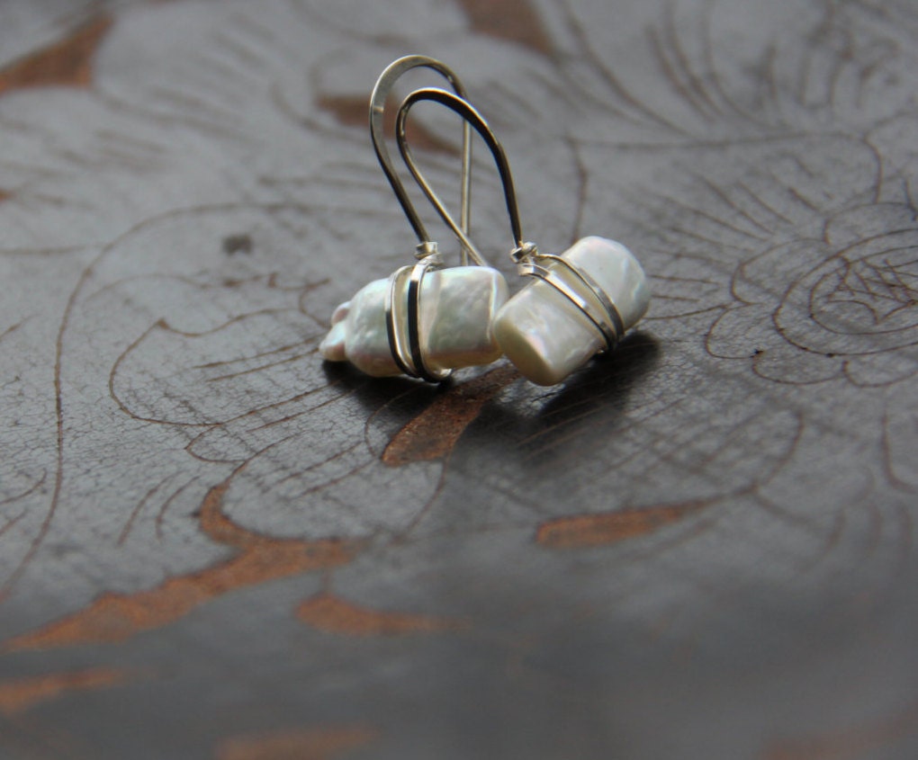 Sterling Silver and Organic Rectangle Pear Wire Wrapped | Etsy