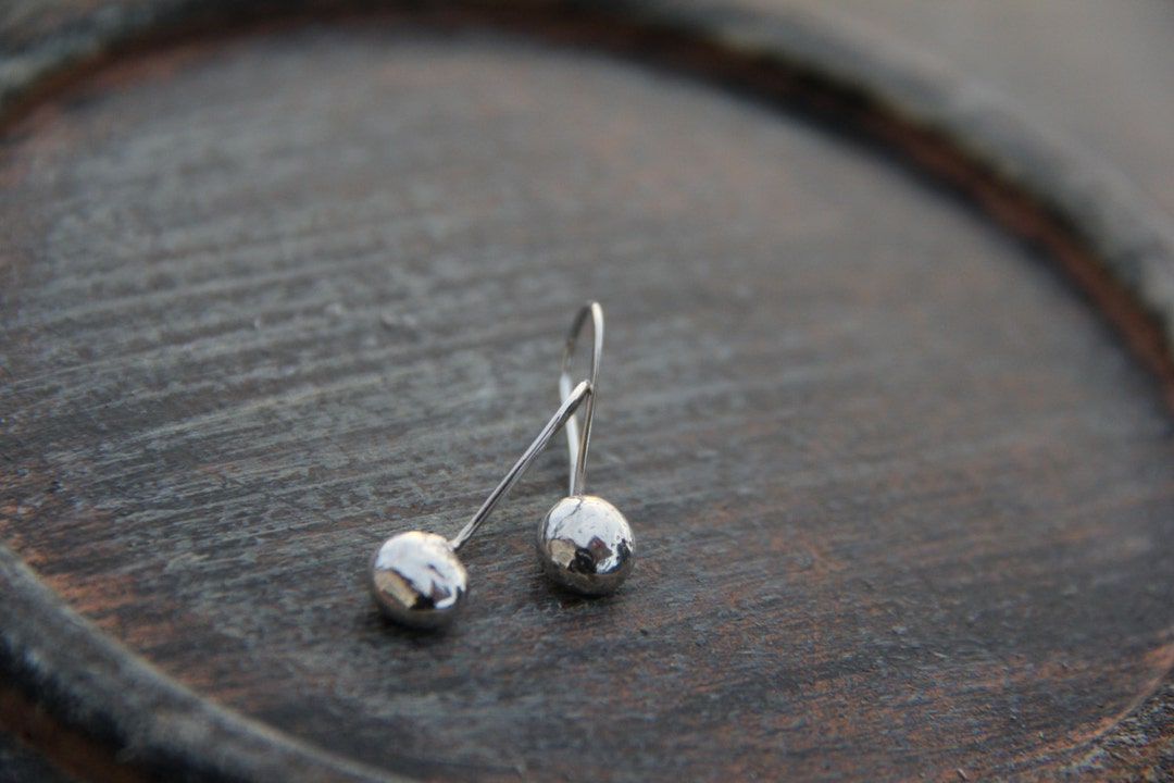 Sterling Silver Pebbles Earrings, Organic Look, Minimalist Earrings ...
