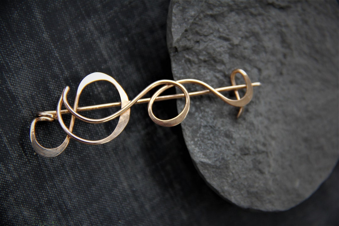 Modern, Abstract Calligraphy Brushstroke Shawl Pin #4, Scarf Pin ...