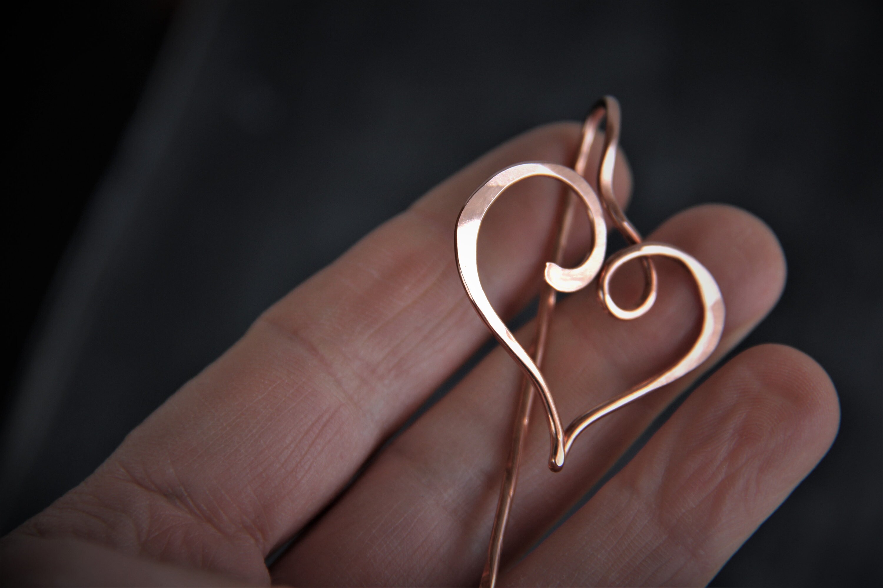 Copper Elegant Heart Shepherd's Hook Bookmark, Metal Bookmark, Handmade ...