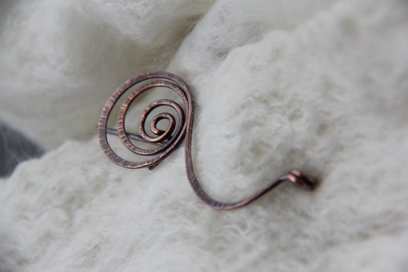 Shawl Pin Scarf Pin Brooch Textured Copper Spiral Shawl Pin | Etsy