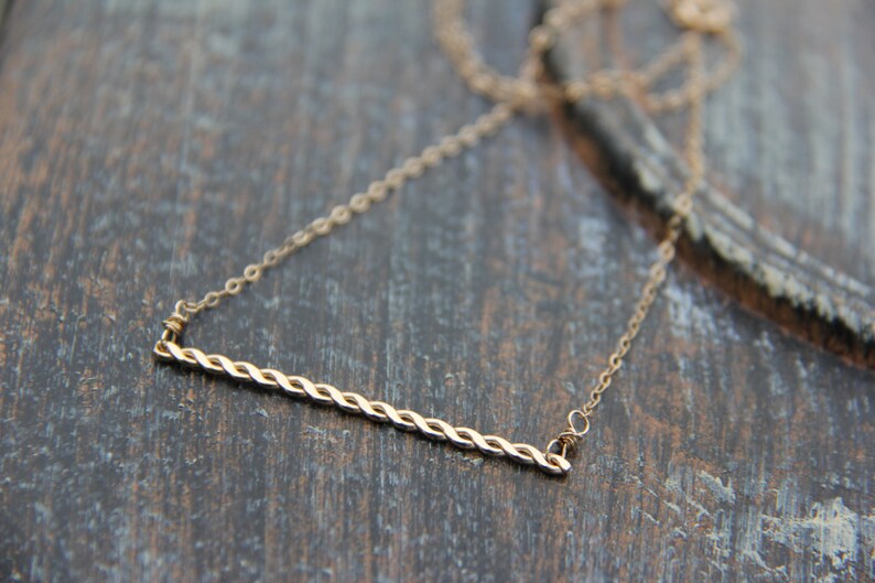 Minimalist, Simple, Dainty Everyday Bar Necklace, Twisted Rope Necklace ...