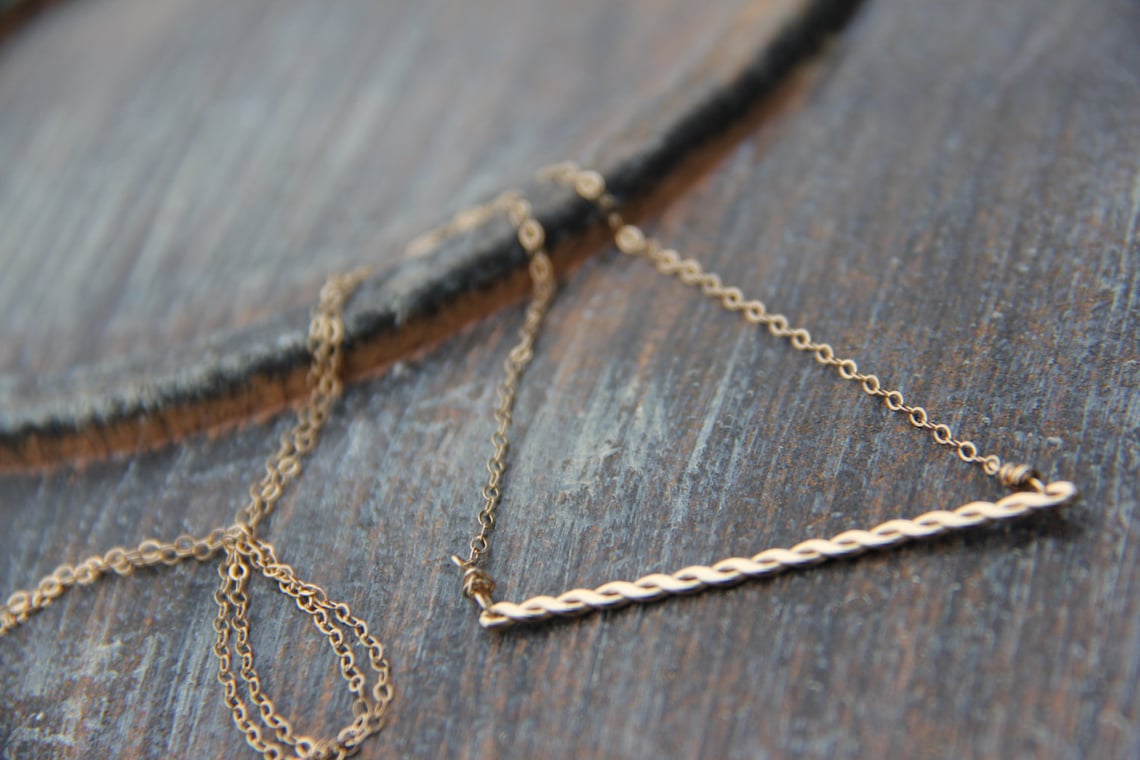 Minimalist, Simple, Dainty Everyday Bar Necklace, Twisted Rope Necklace ...