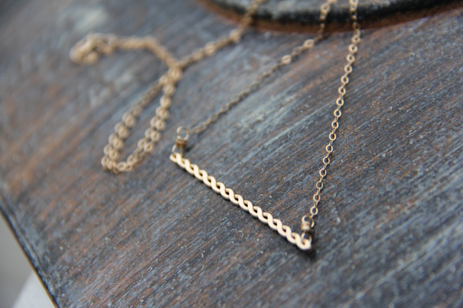 Minimalist, Simple, Dainty Everyday Bar Necklace, Twisted Rope Necklace ...
