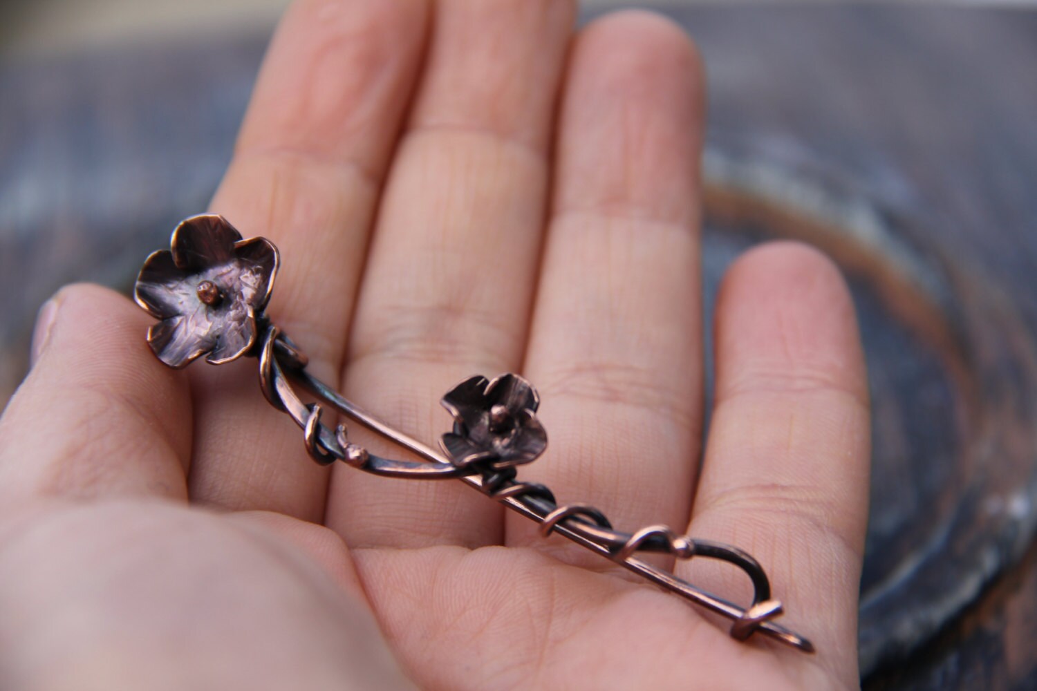 Shawl pin scarf pin copper brooch sweater pin Cherry | Etsy