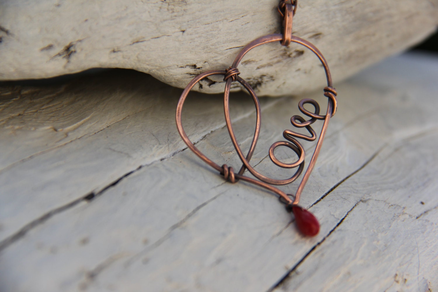 Wire Wrap Heart Necklace Pendant Love Heart Pendant - Etsy