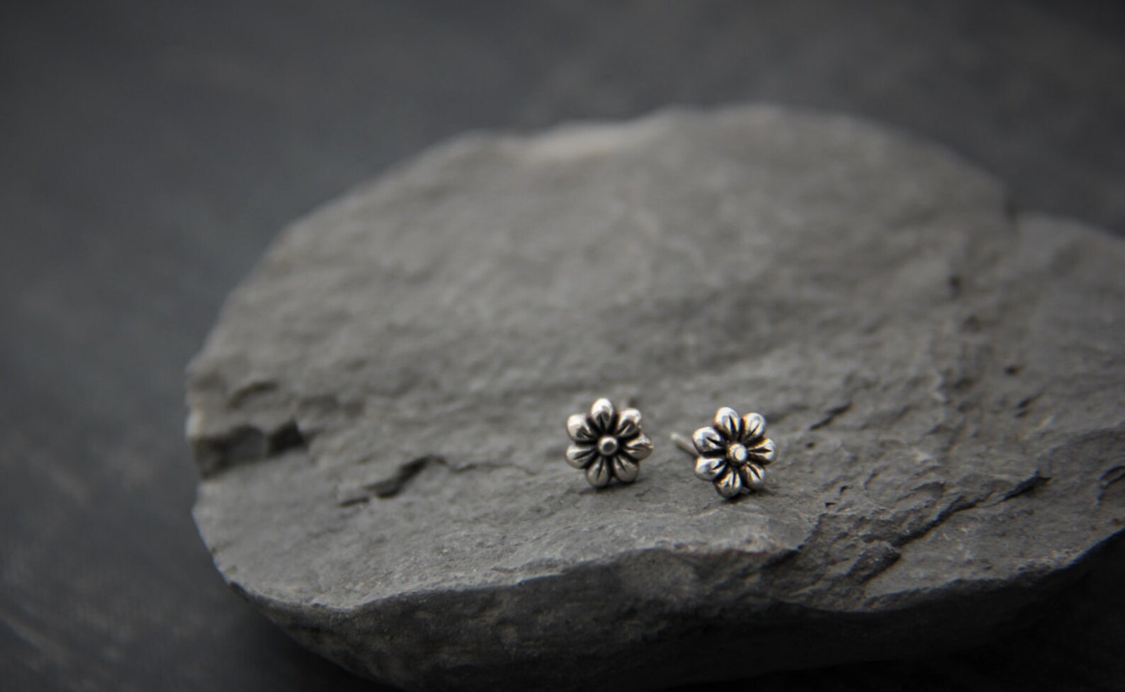 Teeny Tiny Sterling Silver Flower Stud Earrings Oxidized | Etsy