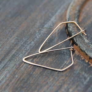 Geometric Unusual Triangular Hoops, Medium Size Hoops, Diamond Shape ...