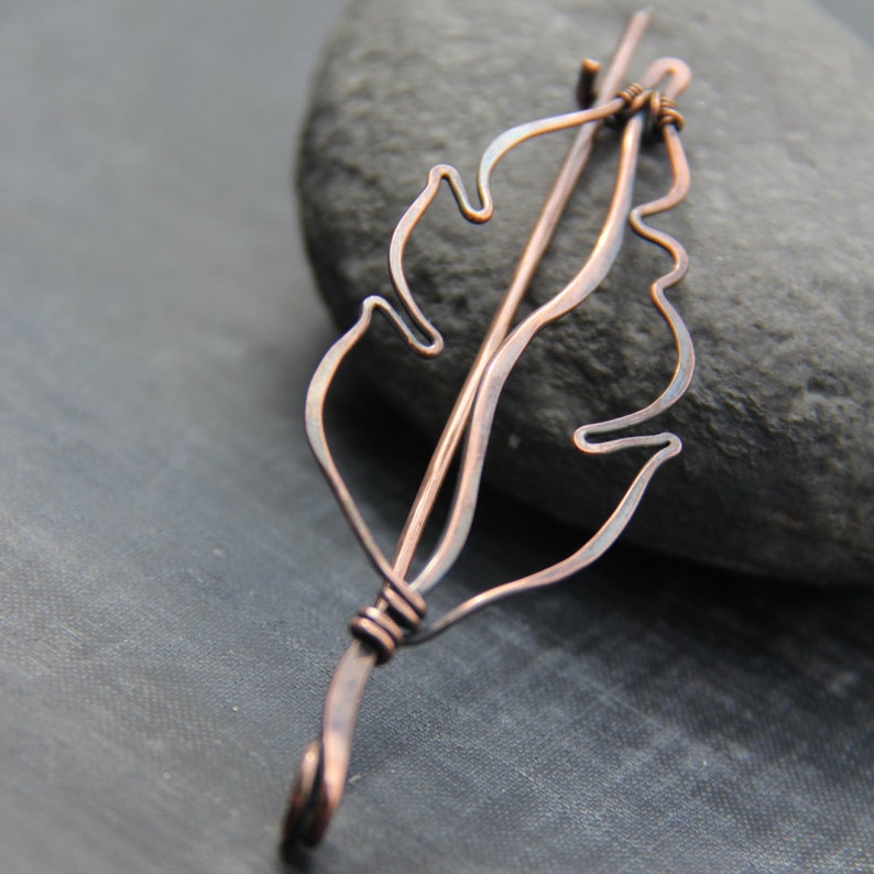 Shawl Pin Feather, Scarf Pin, Sweater Pin, Brooch, Antique Copper ...