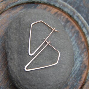 Geometric Unusual Triangular Hoops, Medium Size Hoops, Diamond Shape ...