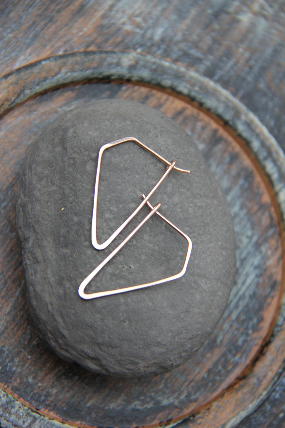Geometric Unusual Triangular Hoops, Medium Size Hoops, Diamond Shape ...