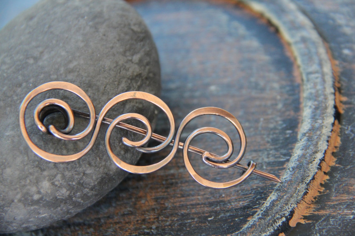 Ancient Greek Motif Inspired Shawl Pin in Copper, Scarf Pin, Sweater ...