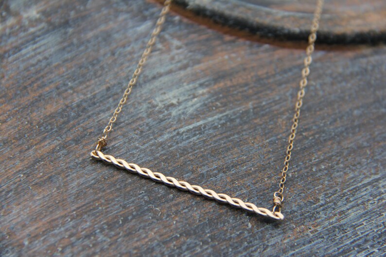 Minimalist, Simple, Dainty Everyday Bar Necklace, Twisted Rope Necklace ...