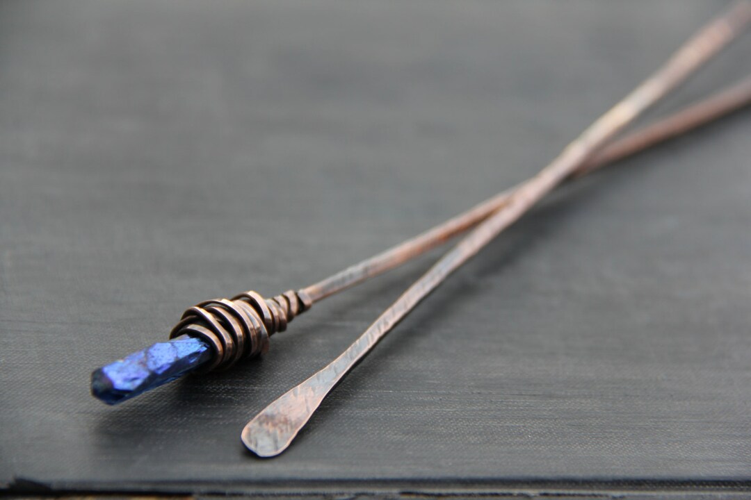 Hair Sticks, Hair Pin, Set of 2 or 1 Rustic Copper & Blue, Green, Pink ...