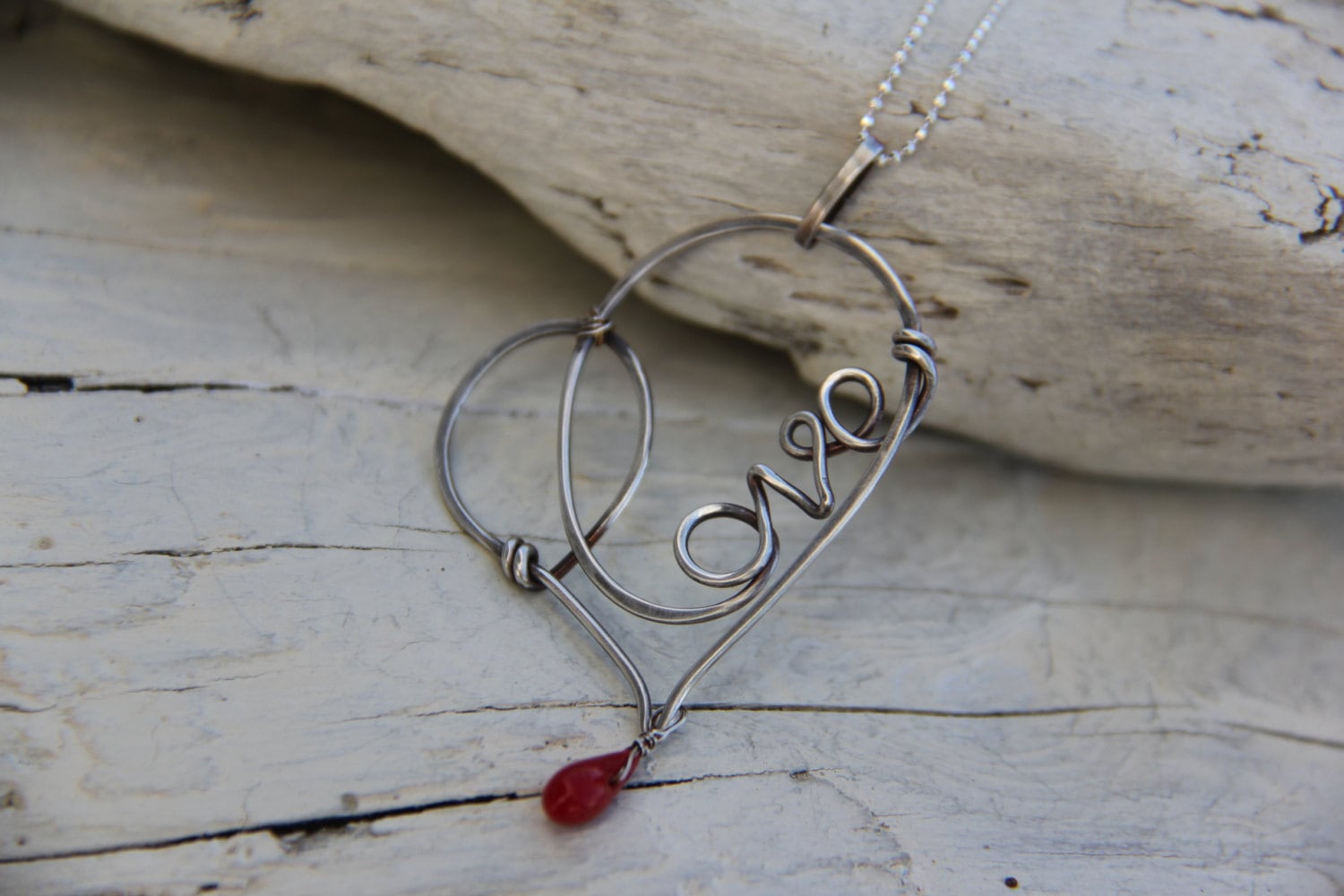 Wire Wrap Heart Necklace Pendant Love Heart Pendant - Etsy