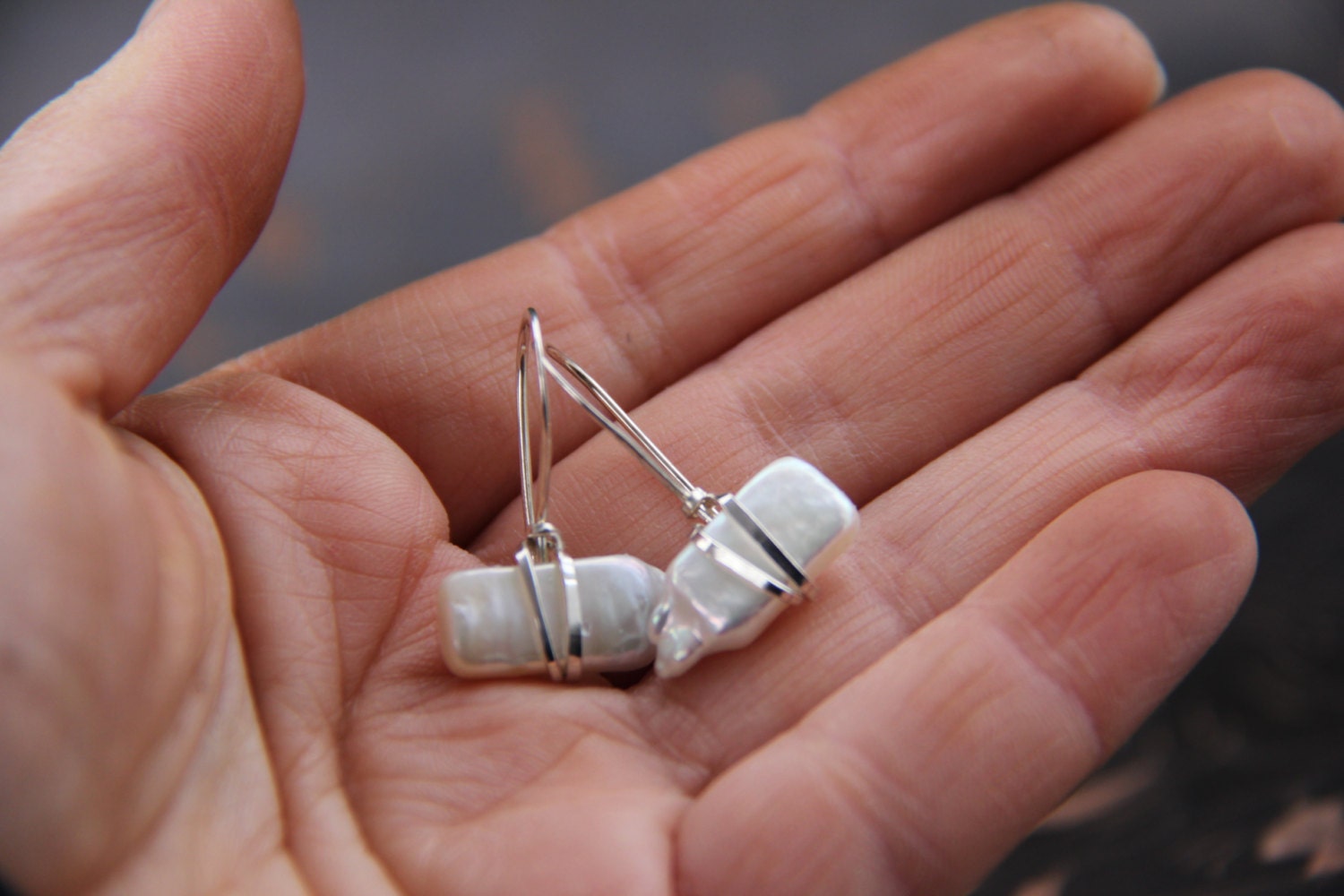 Sterling Silver and Organic Rectangle Pear Wire Wrapped - Etsy