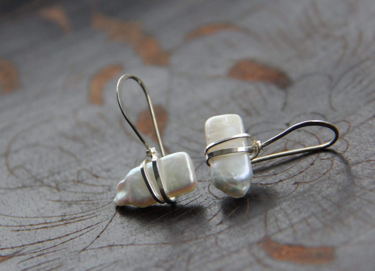 Sterling Silver and Organic Rectangle Pear Wire Wrapped - Etsy