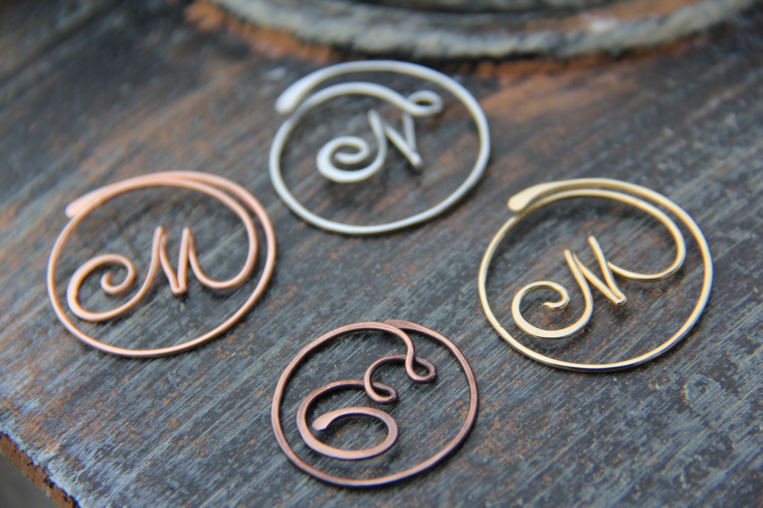 Personalized Cursive Letter Copper Brass or German Silver - Etsy