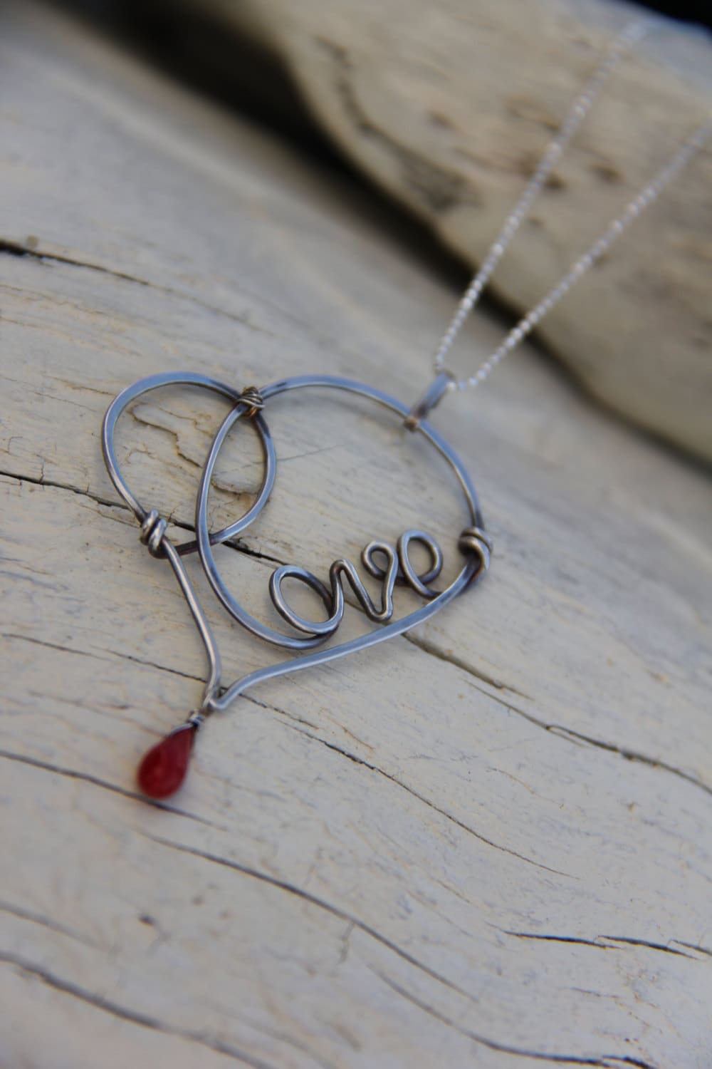 Wire Wrap Heart Necklace Pendant Love Heart Pendant - Etsy