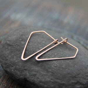 Geometric Unusual Triangular Hoops, Medium Size Hoops, Diamond Shape ...