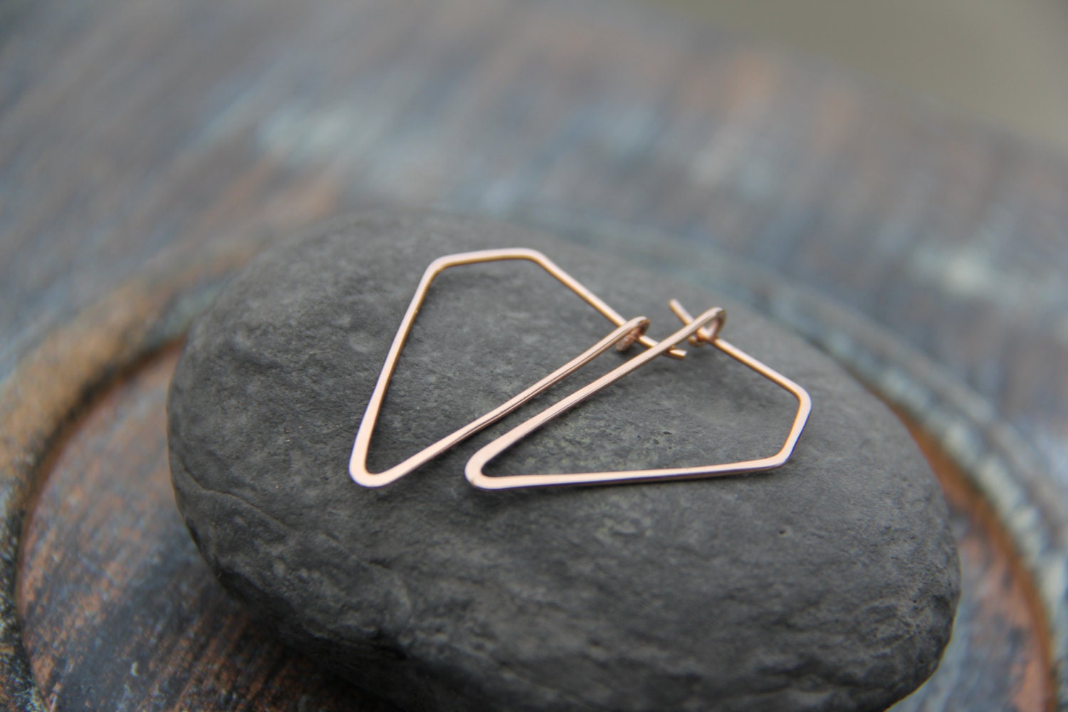 Geometric Unusual Triangular Hoops, Medium Size Hoops, Diamond Shape ...