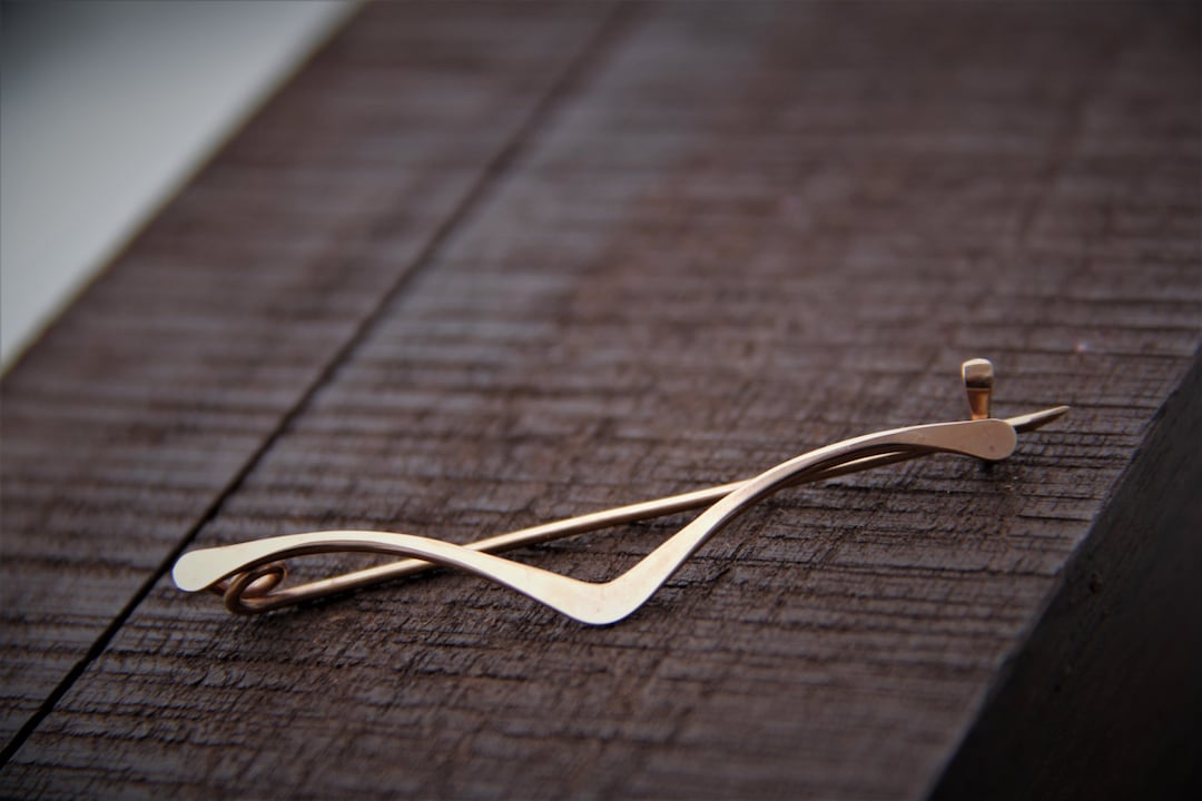 Minimalist Chevron Bronze or Silver Shawl Pin, Scarf Pin, Sweater Pin ...