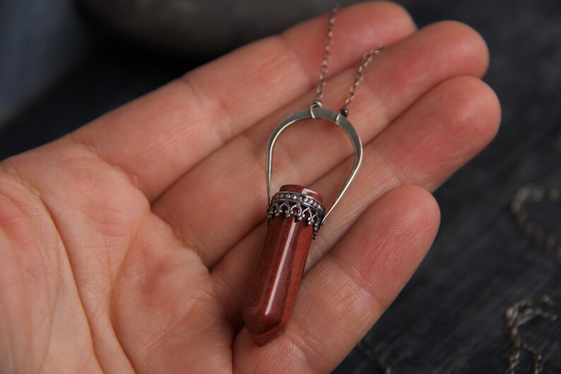 Pencil Point, Bullet Gemstone & Sterling Silver Extra Long Pendant ...