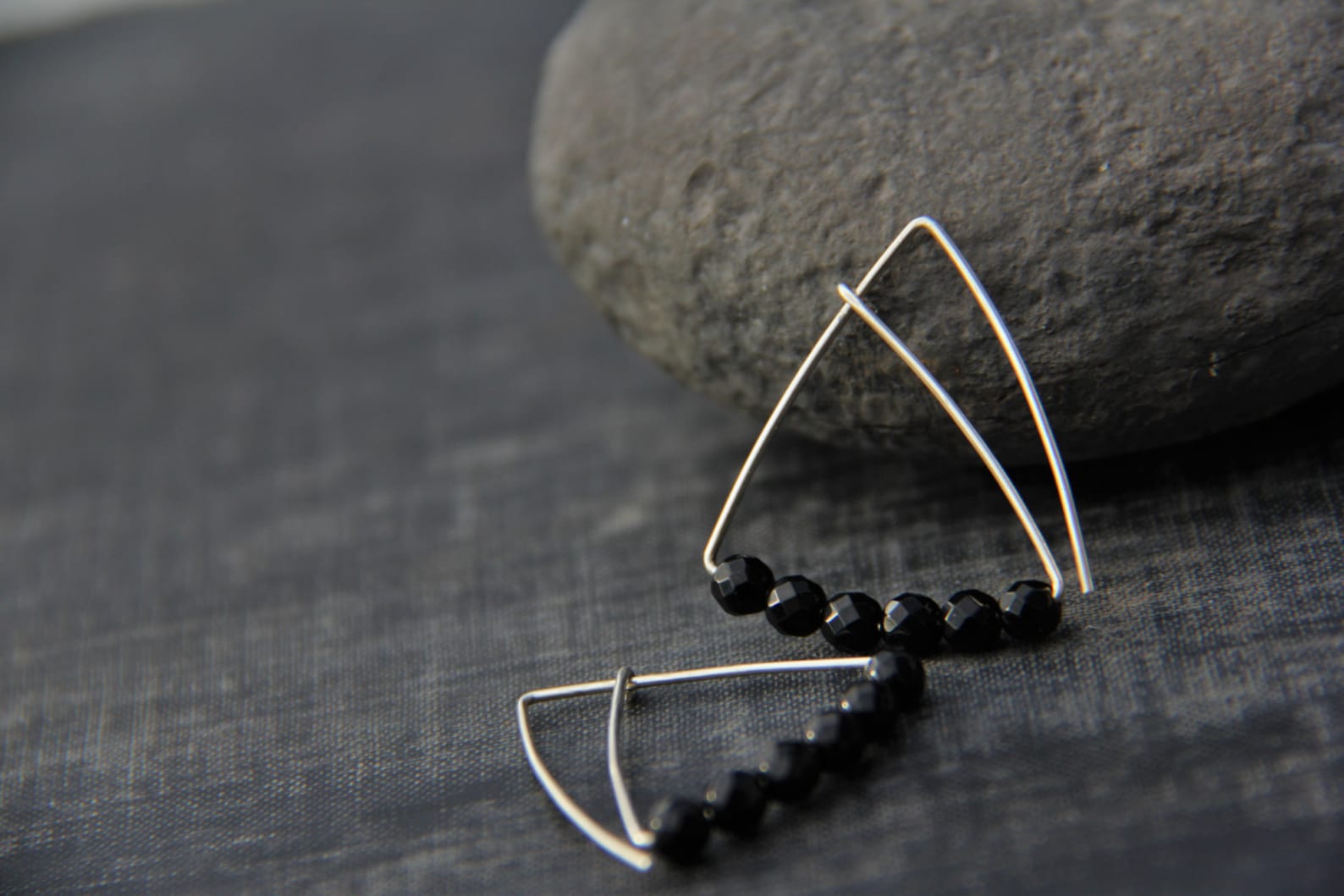 Modern Beaded Triangle Hoop Earrings in Sterling Silver or Copper ...