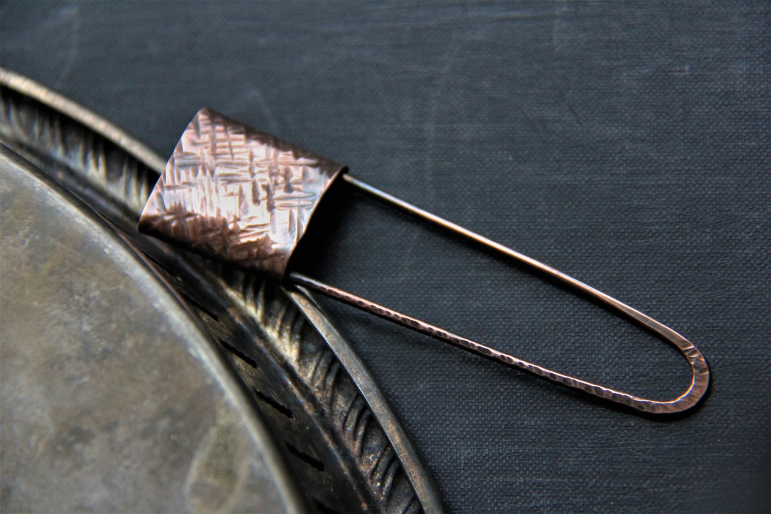 Textured Copper Handmade Minimalist Shawl Pin Simple Pin - Etsy