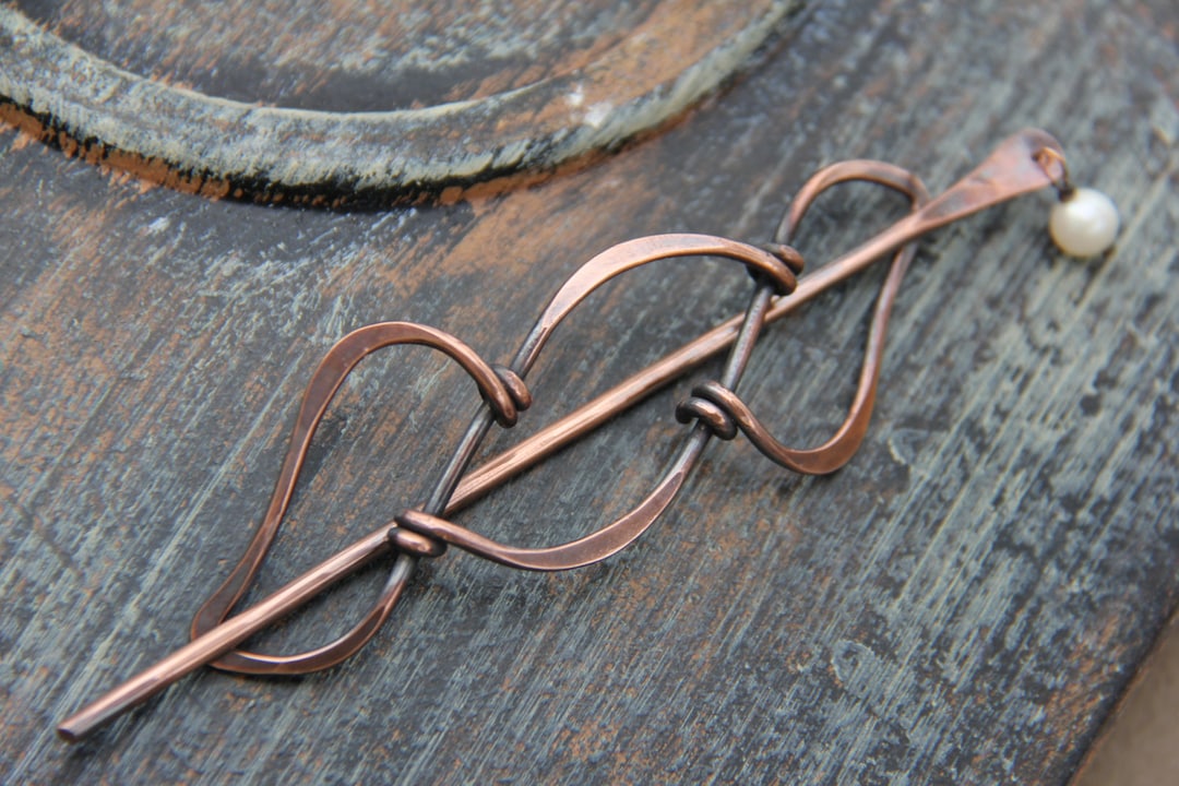 Hair Slide, Hair Stick, Hair Pin Oxidized Copper and Pearl Hair ...