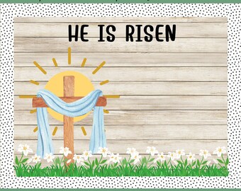 Teachers School Bulletin Board Easter Cutouts DIY Kit he is Risen ...