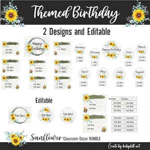 Sunflower Theme Birthday Bulletin Board Birthday Display Birthday Chart ...