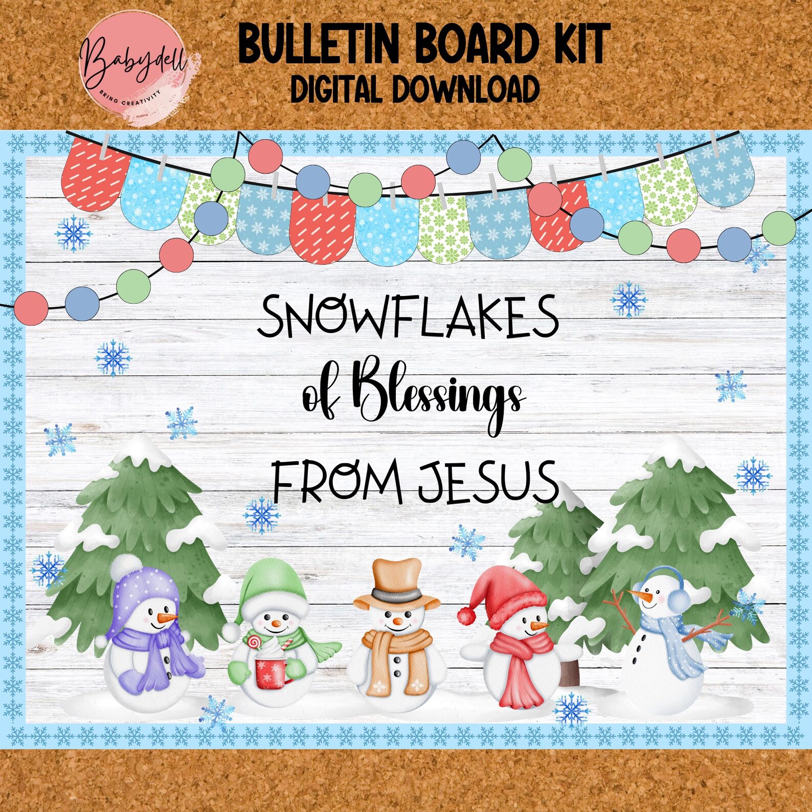 Winter Bulletin Board Kit | Christian Classroom Decor | Snowman-themed ...