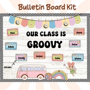 Groovy Welcome Back to School Bulletin Board Kit August Retro Classroom ...