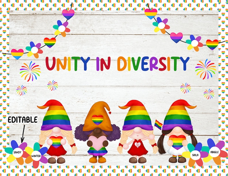 Pride Month Celebration Bulletin Board Kit Rainbow Decor LGBTQ School ...