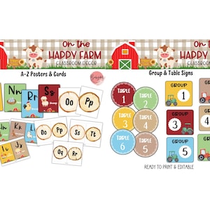 Editable Farm Classroom Decor Bundle | Happy Farm Theme for Prek-2nd ...