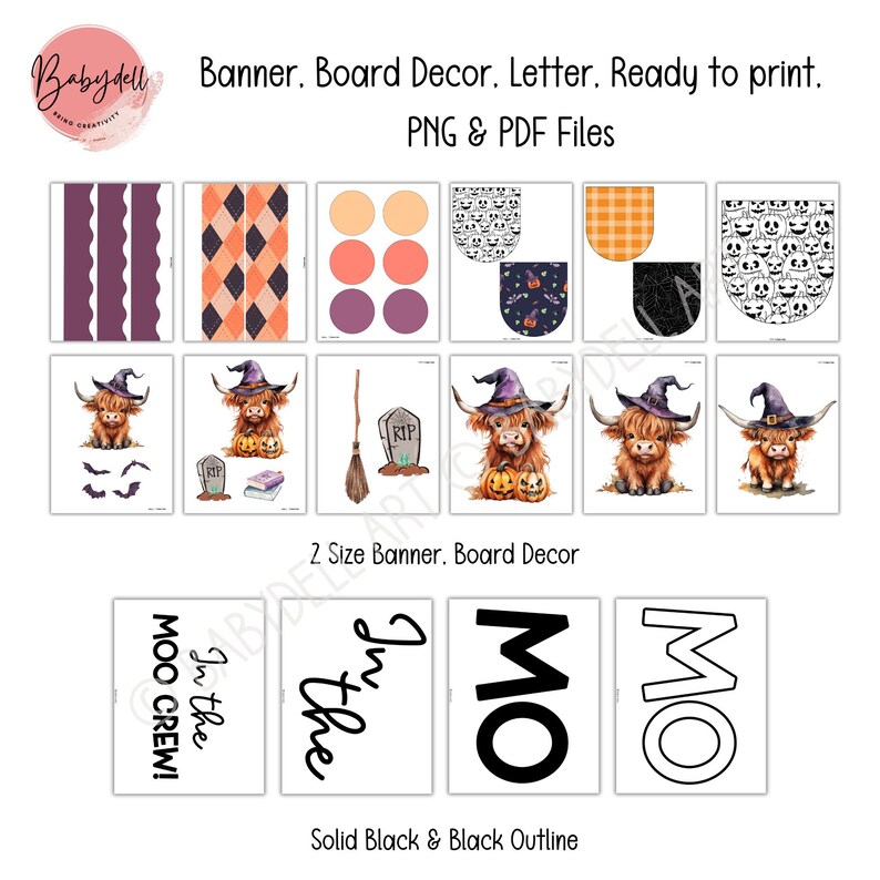 Highland Cow Halloween Bulletin Board Kit: Farmhouse Classroom Decor ...