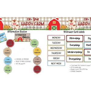 Editable Farm Classroom Decor Bundle | Happy Farm Theme for Prek-2nd ...